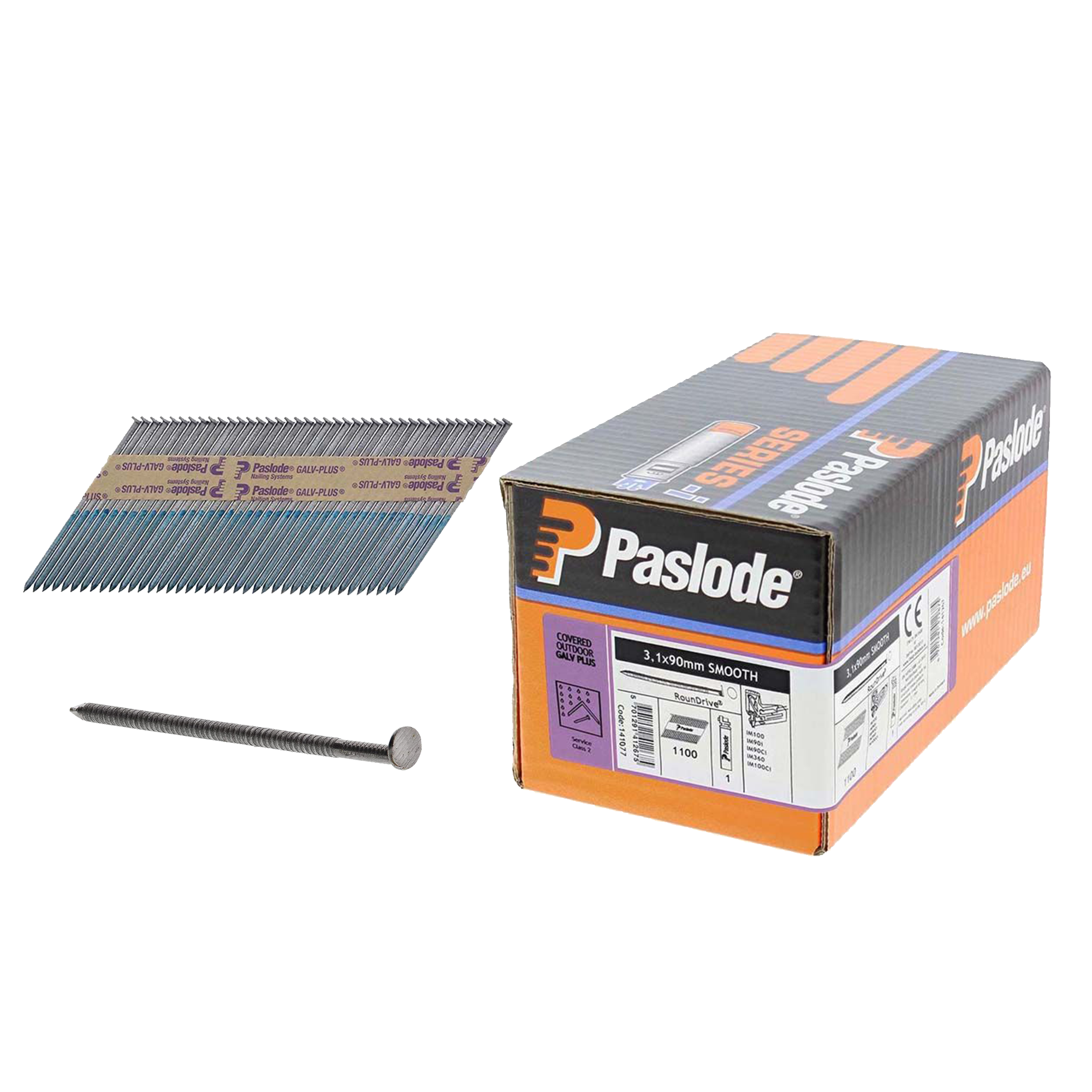 Paslode PAS141077 90mm x 3.1mm Galvanised Plus Collated Nails - Pack o