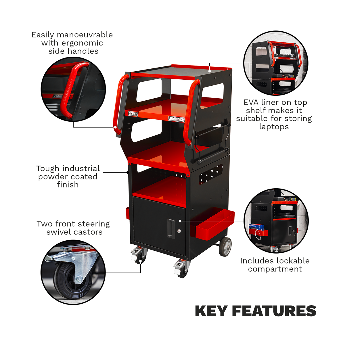 Sealey APDT435R Diagnostics Trolley 4-Level