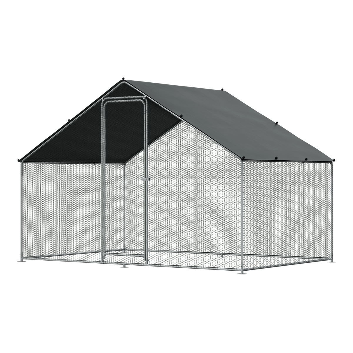 Dellonda DG278 Walk-In Galvanized Steel Chicken Run with Roof Cover