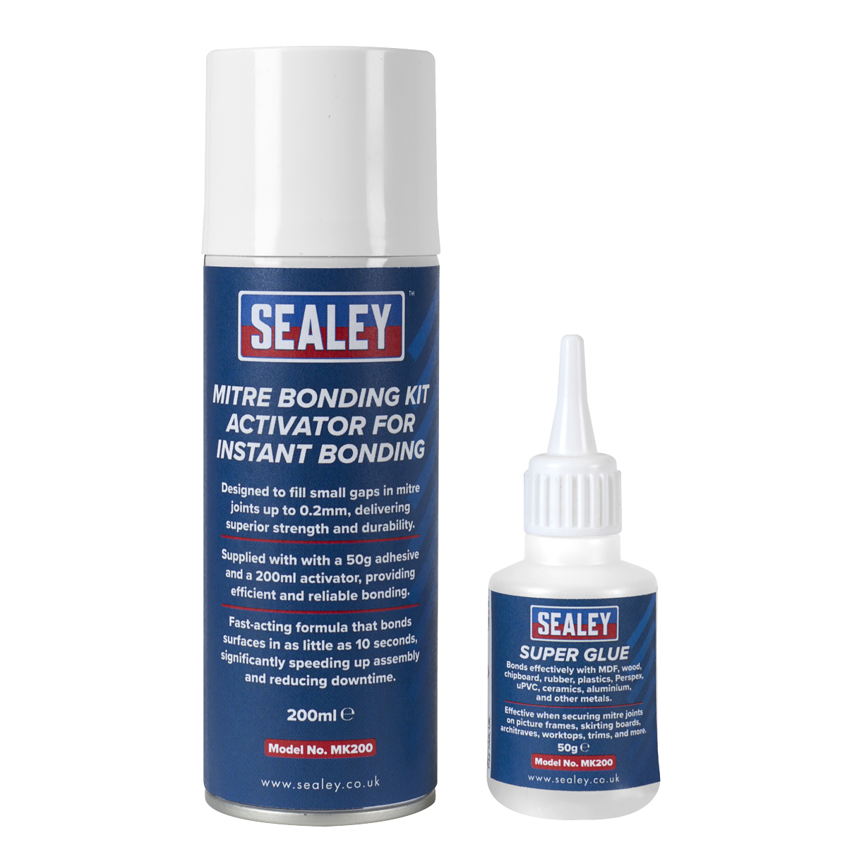 Sealey MK200 Mitre Bonding Kit with Super Glue 50g & Activator 200ml f