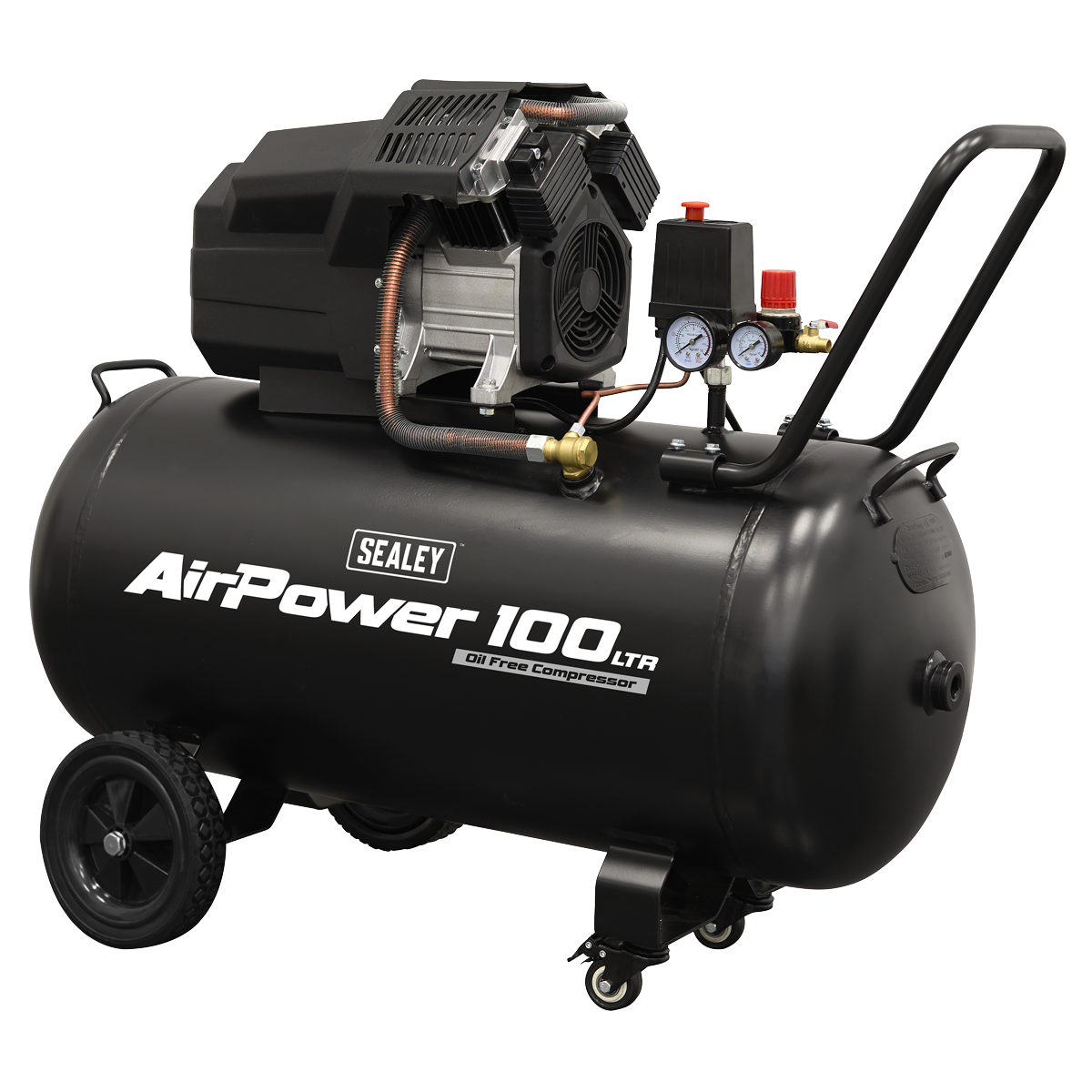 Sealey SAC10002 Air Compressor 100L V-Twin Oil Free Direct Drive 3hp