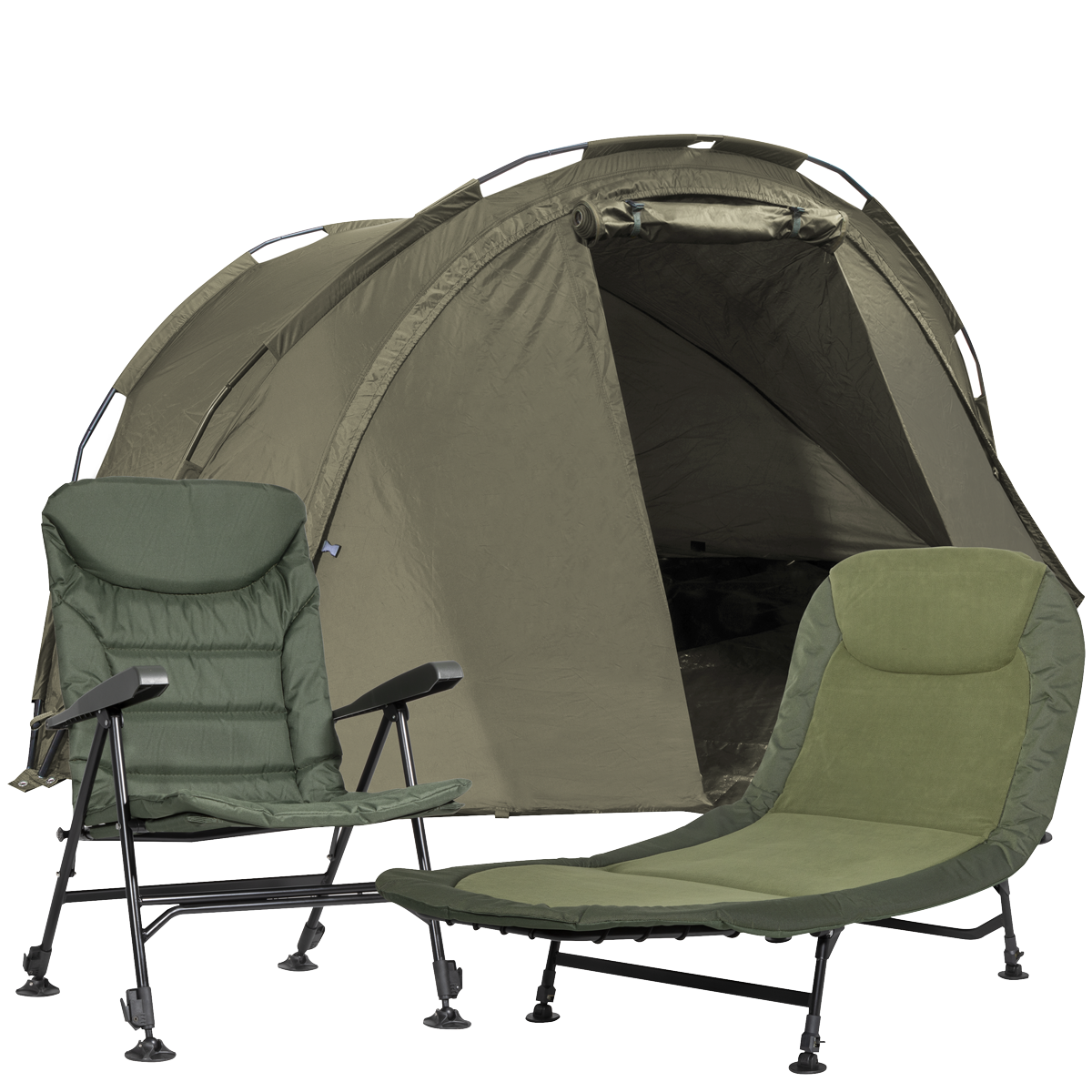 Sealey DL143 Dellonda Two-Person Bivvy Tent, Reclining Chair & Bedchai