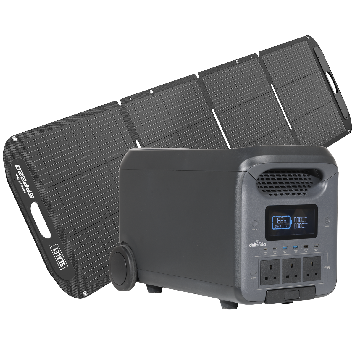 SEALEY DL181 Dellonda Portable Power Station 3000W & ETFE Foldable Sol