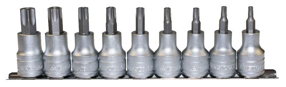 Teng Tools M1213TPX 1/2" Drive TPX Bit Socket Clip Rail Set 9 Pieces