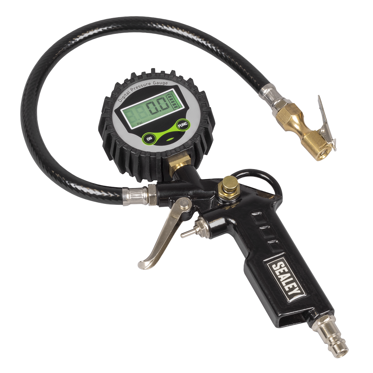 Sealey SA332D Digital Pistol Grip Tyre Inflator with Clip-On Connector