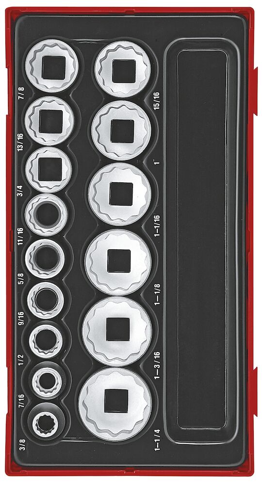 Teng Tools TT1215AF Socket Set 1/2" Drive 15 Pieces AF TT Tray