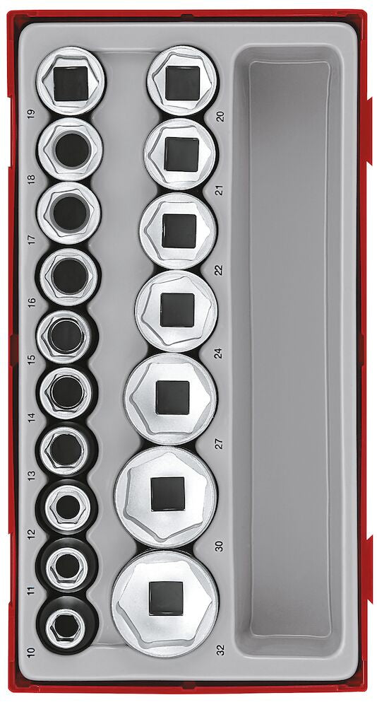 Teng Tools TT1217-6 Socket Set 1/2" Drive 6 Point 17 Pieces TT Tray