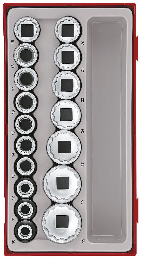 Teng Tools TT1217 Socket Set 1/2" Drive 12 Point 17 Pieces TT Tray