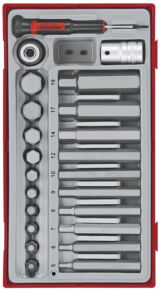Teng Tools TTHEX23 Socket Set 1/2" Drive Hex Bit 23 Pieces TT Tray