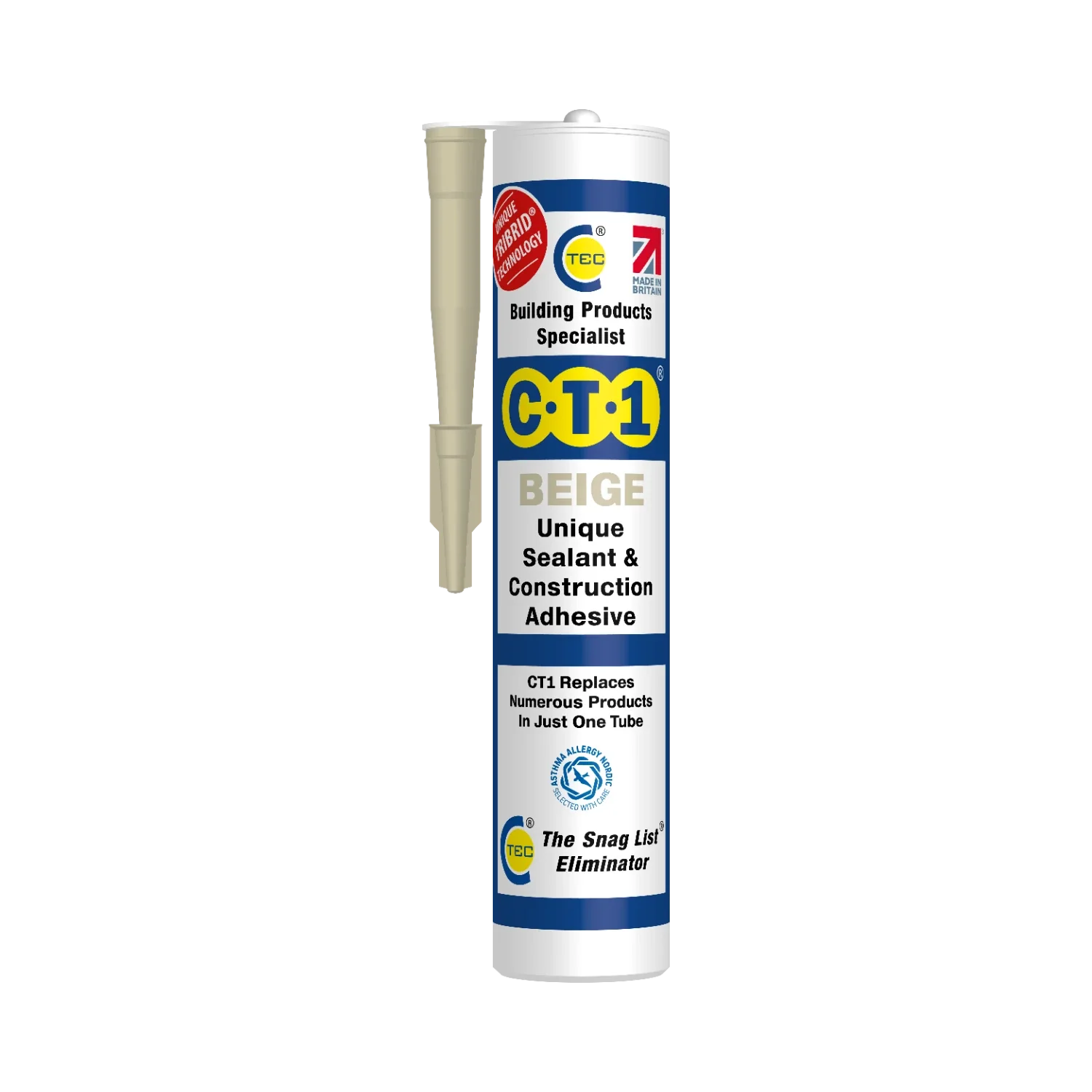 CT1 Beige Sealant & Adhesive Tribrid Multi-purpose Sealant, 290ml 1/2/