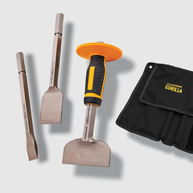 Roughneck 31-935 Gorilla 3pc Bolster and Chisel Set with Non-Slip Guar