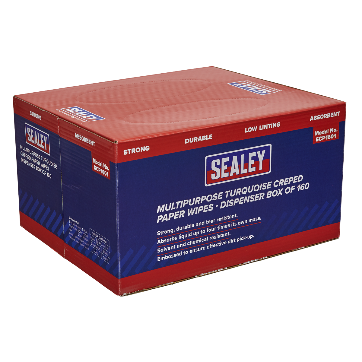 Sealey SCP1601 69gsm Multipurpose Paper Wipes in Dispenser Box - Crepe